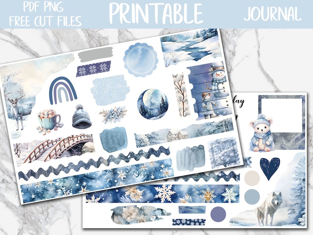 Freeze | Winter Bullet Journal Printable Stickers, Snow Diary Digital ...