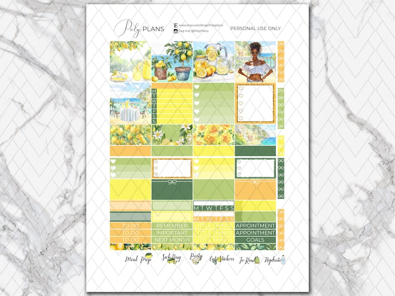 Lemonade | Summer Classic Happy Planner Printable Monthly Stickers ...