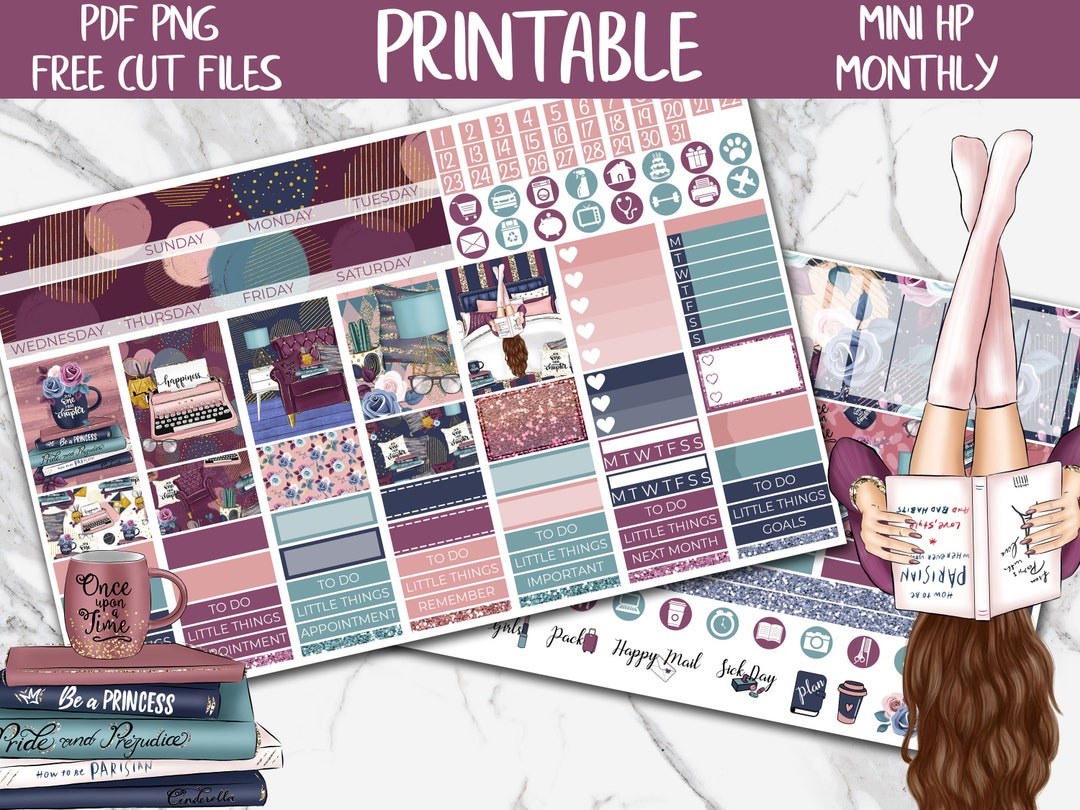 Reading Time | Bookworm MINI Happy Planner Printable Planner Stickers ...