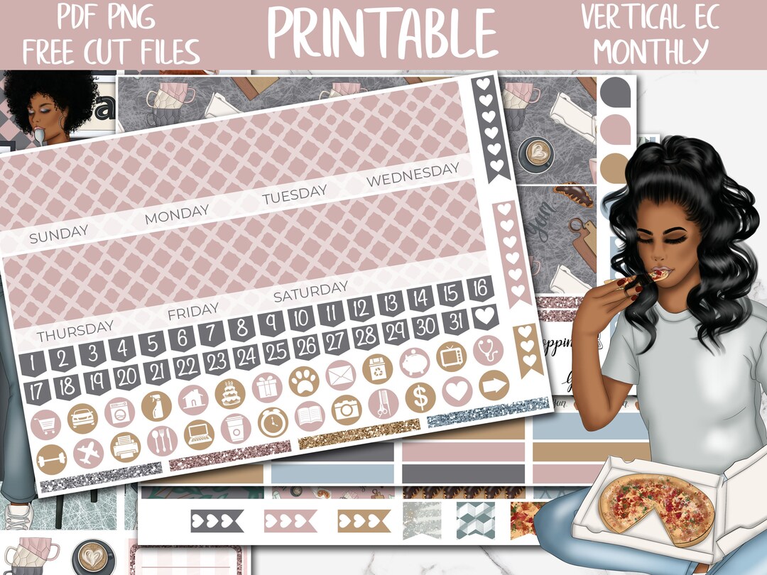 In the Kitchen Printable Planner Stickers, Cooking Erin Condren Monthly ...