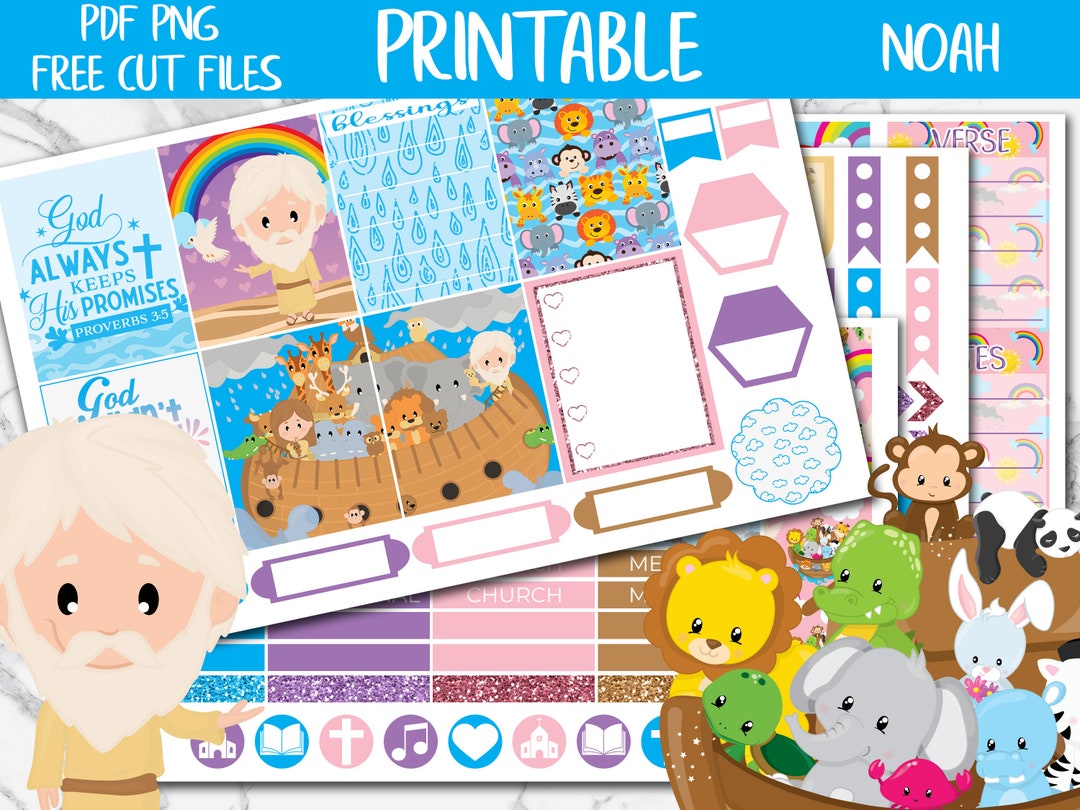 Noah | Bible Journal Printable Sticker Kit, Bible Digital Stickers ...