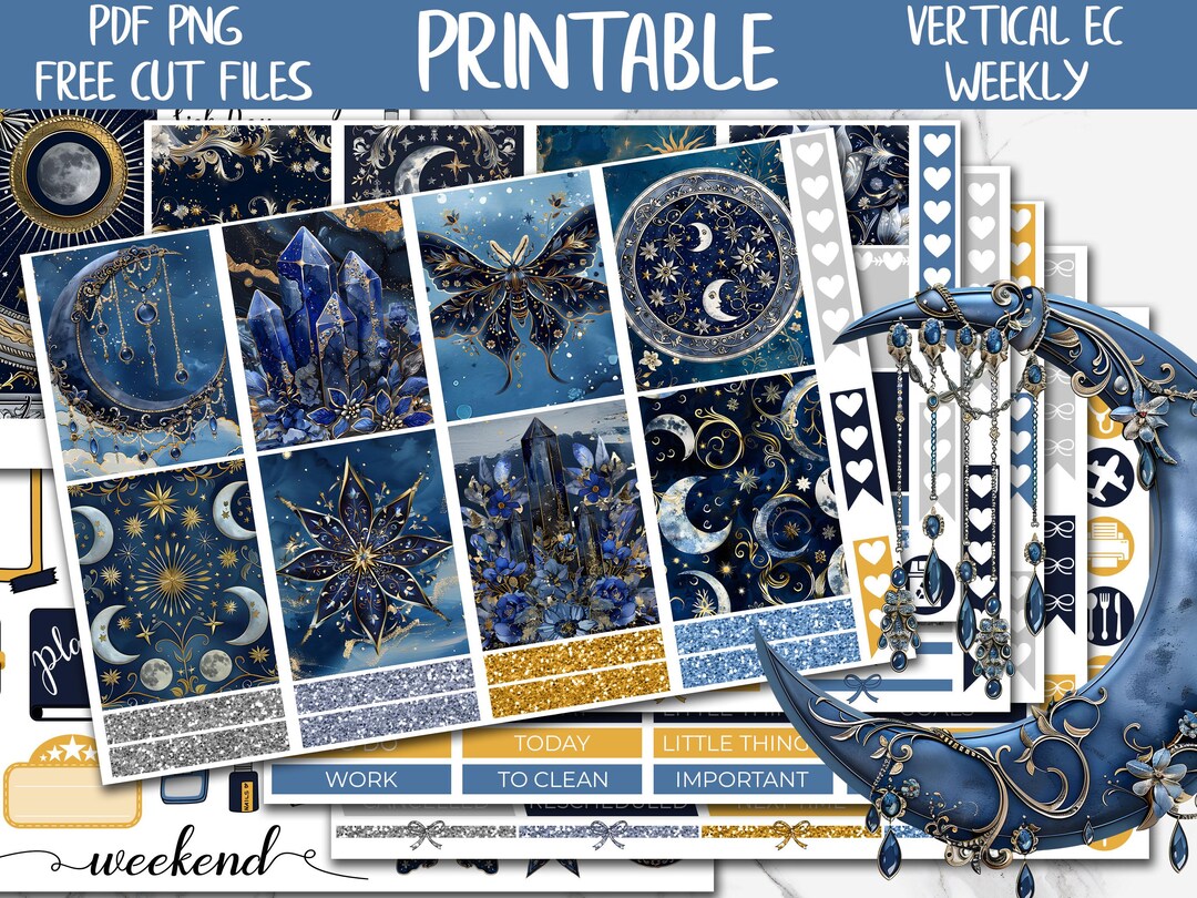 Celestial | Galaxy Erin Condren Printable Sticker Kit, Stars Digital ...