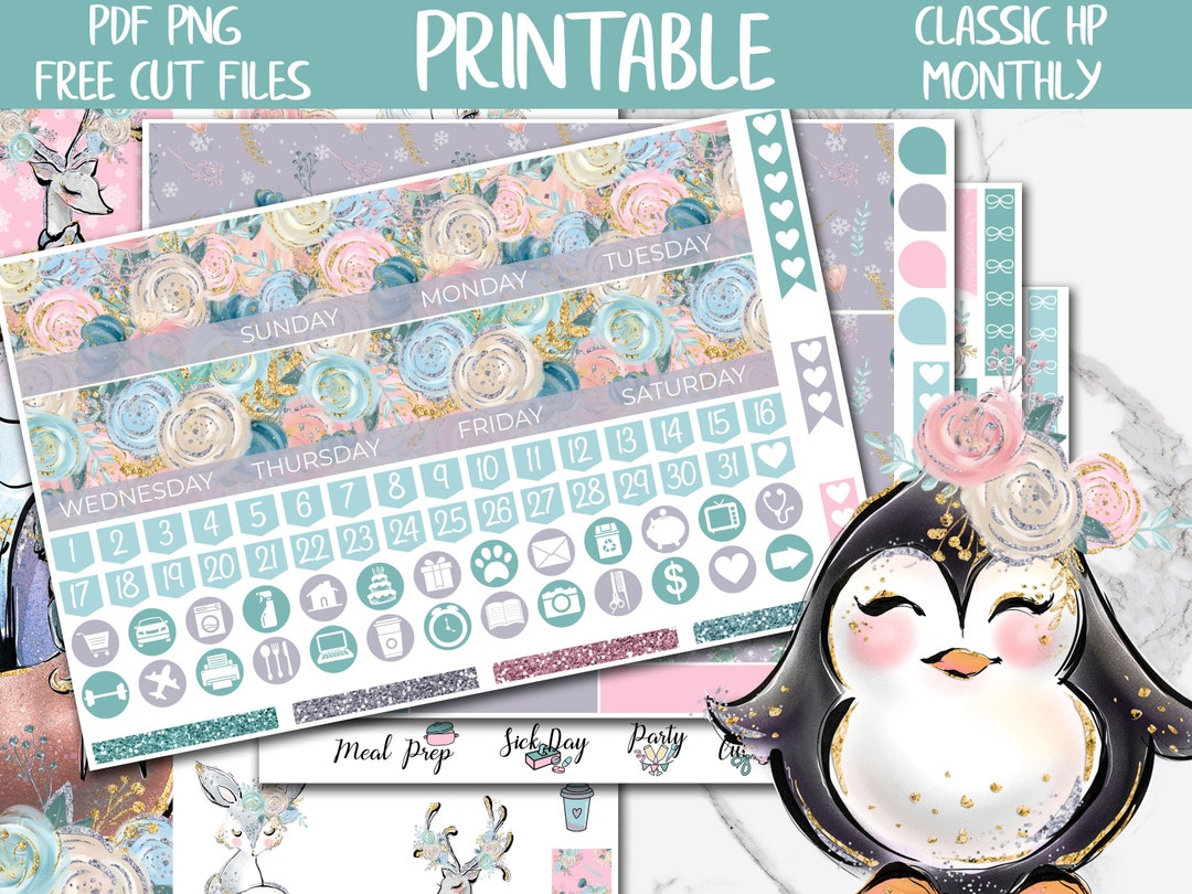Artic Life | Winter Classic Happy Planner Printable Monthly Stickers ...