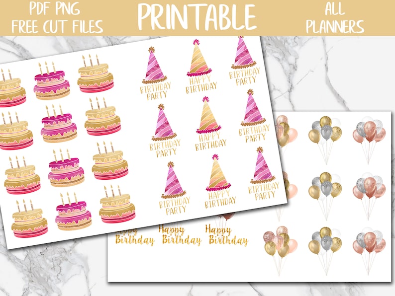 Birthday Decorative Stickers Birthday Printable Planner - Etsy