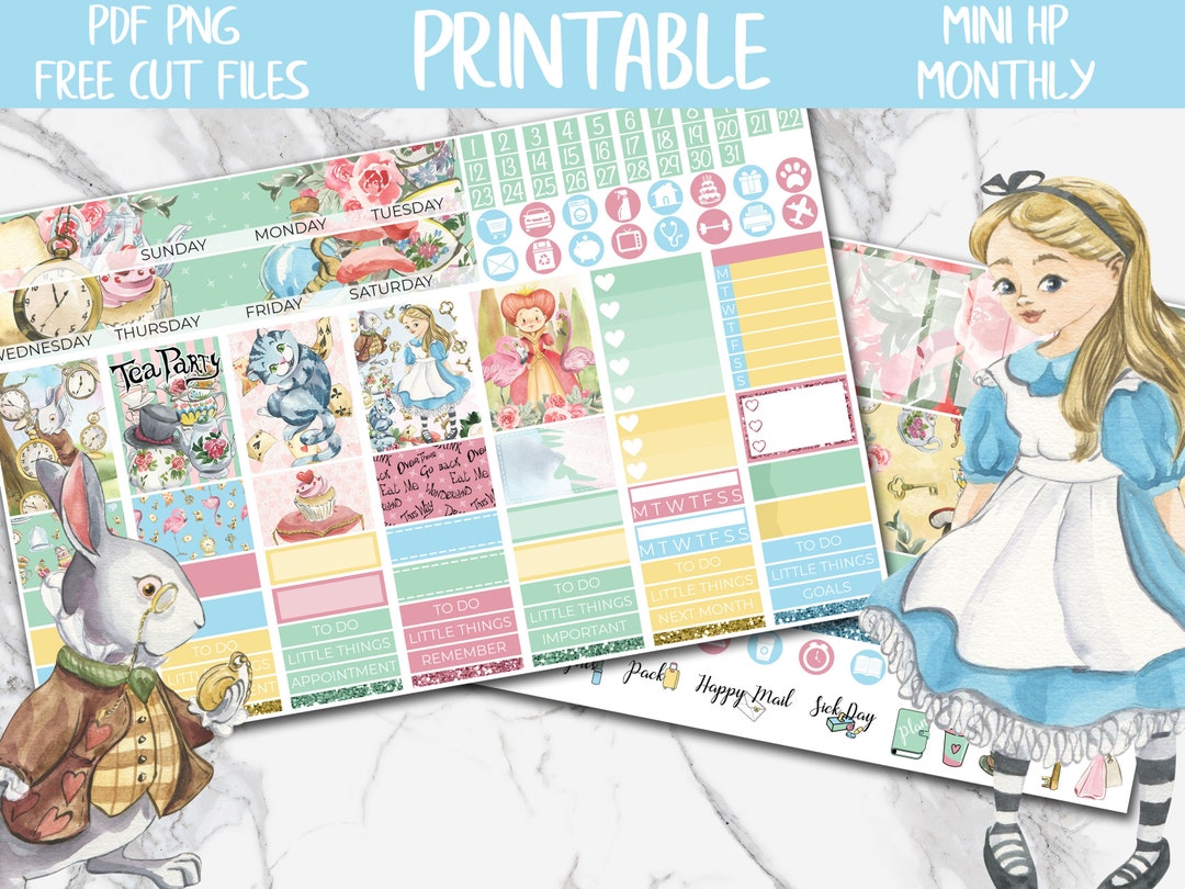 Alice | Wonderland MINI Happy Planner Printable Planner Sticker, Tea ...