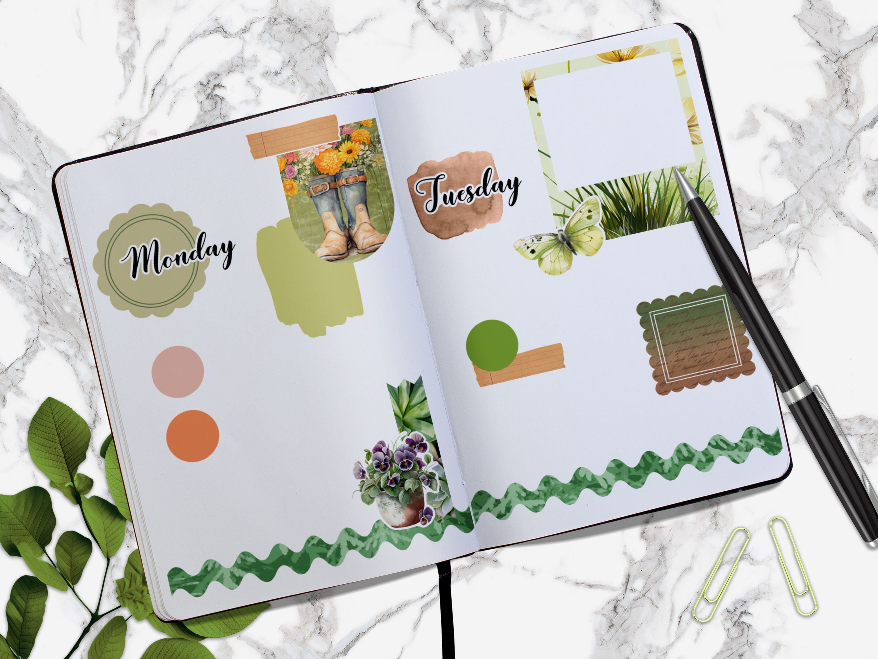 Green Garden | Bullet Journal Printable Stickers, Gardening Diary ...