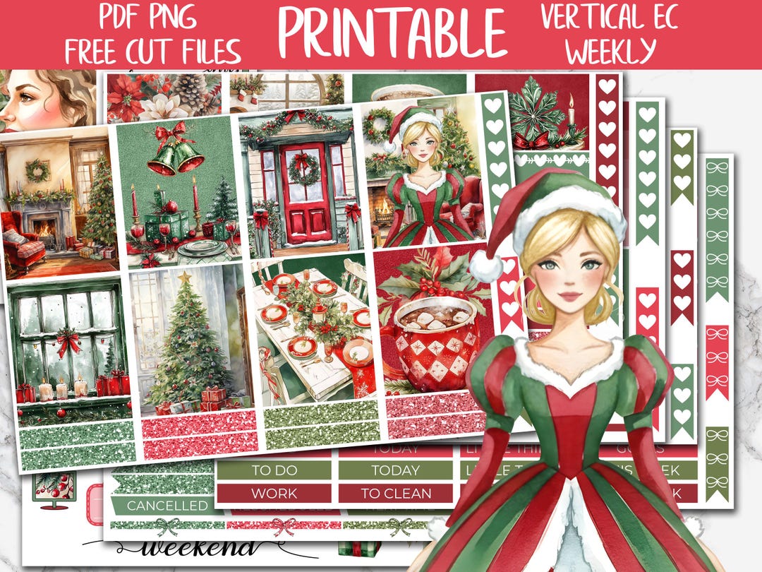 Holly Jolly | Erin Condren Printable Planner Stickers, Christmas ...