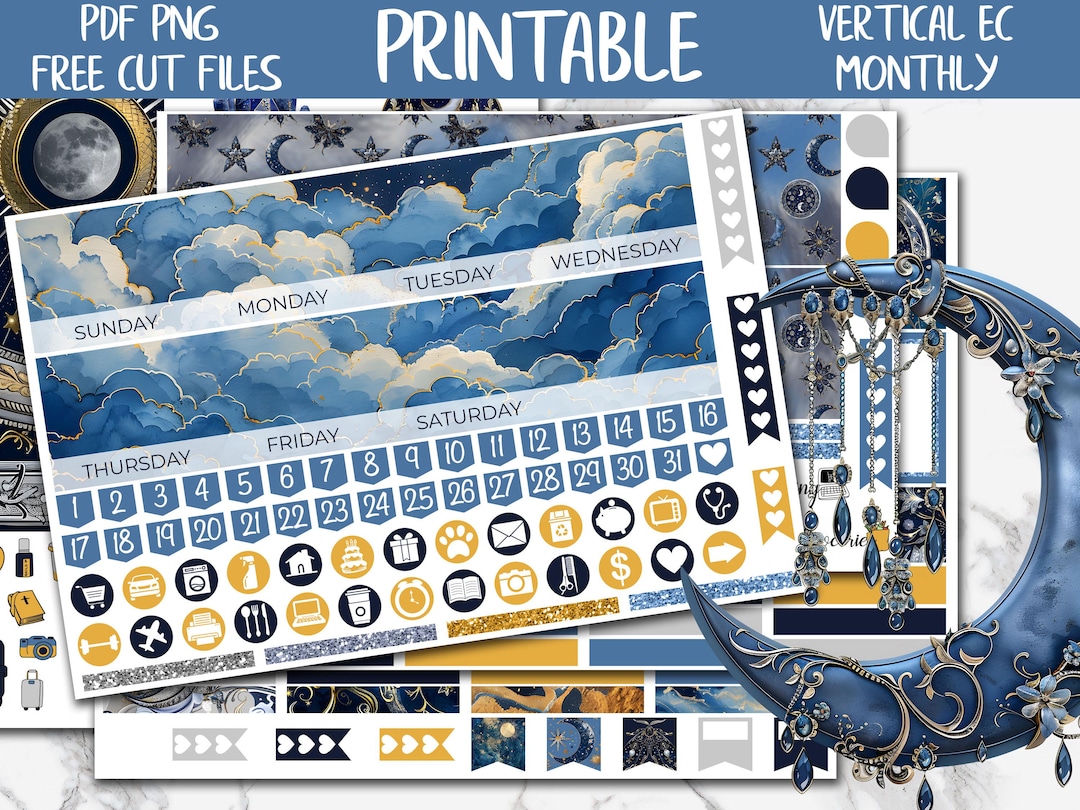 Celestial | Universe Galaxy Printable Planner Stickers, Erin Condren ...