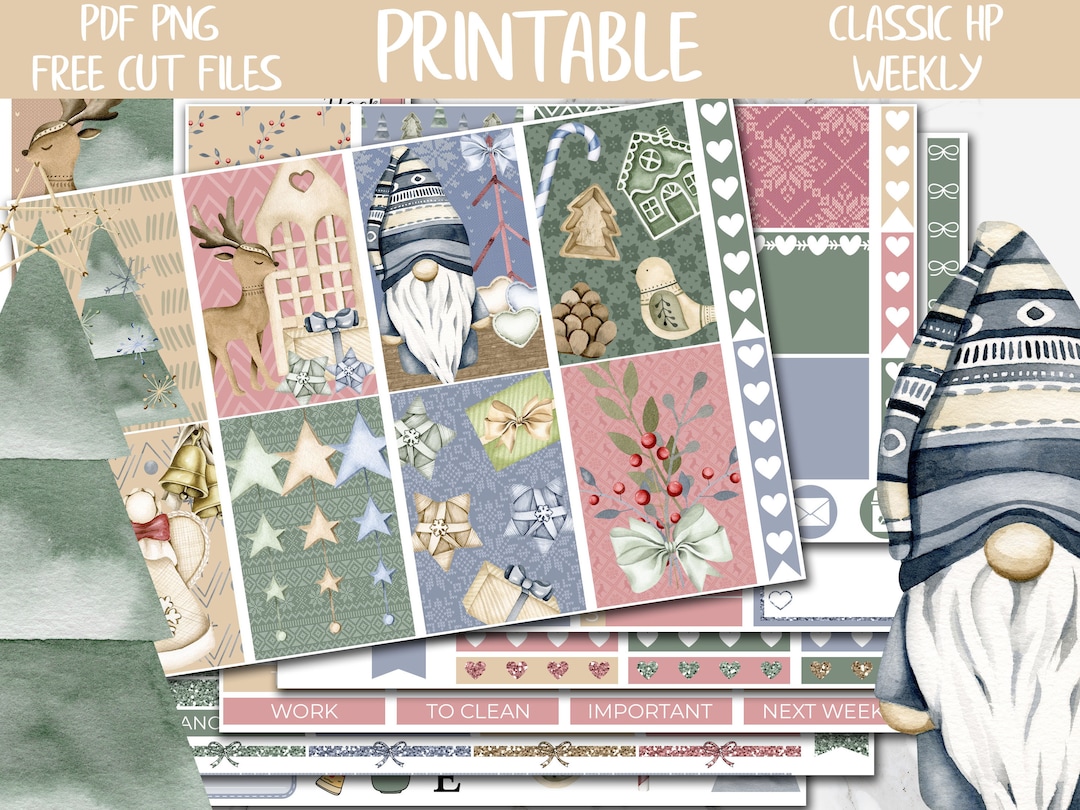 Nordic Christmas Printable Planner Stickers, Holidays Classic Happy ...