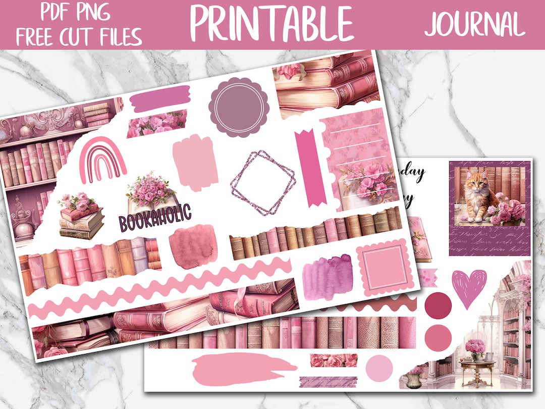 Pink Books | Bullet Journal Printable Stickers, Book Lover Diary ...