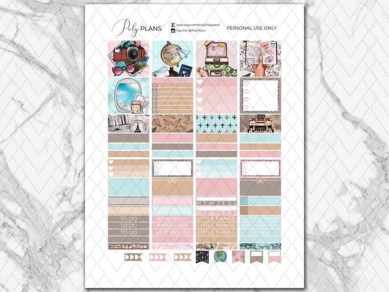 Travel | Vacation Printable Planner Stickers, Erin Condren June Monthly ...