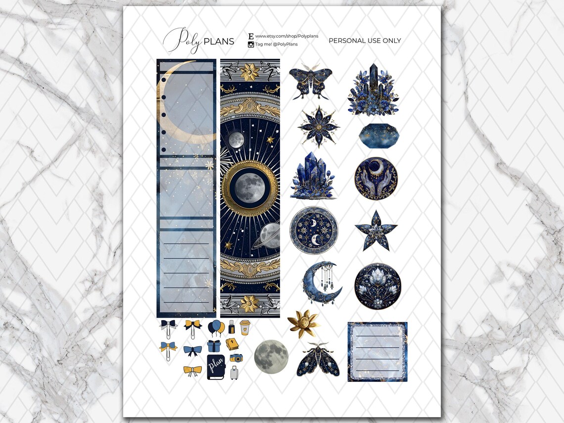 Celestial | Erin Condren Printable Stickers Bundle, Galaxy Weekly ...
