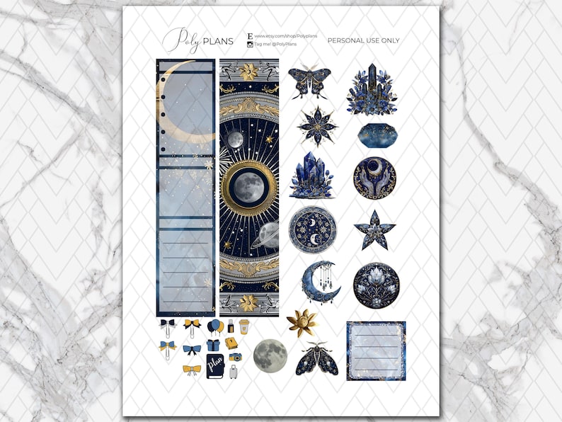 Celestial | Erin Condren Printable Stickers Bundle, Galaxy Weekly ...
