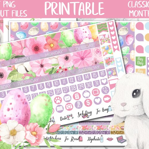 Printable Planner Stickers Easter Kit Dark Skin Toned April - Etsy