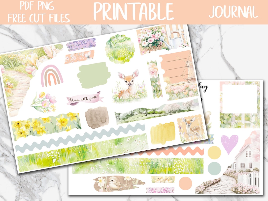 Lovely Spring | Bullet Journal Printable Stickers, Floral Diary Digital ...