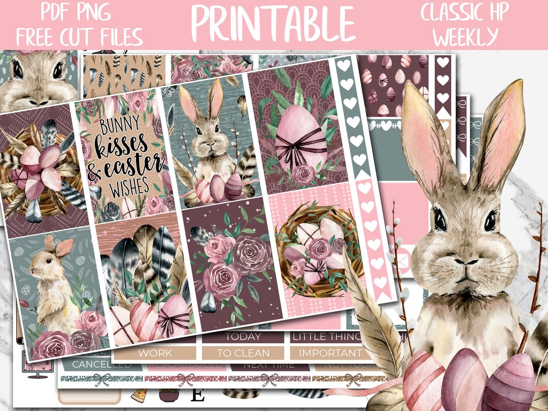 Boho Easter Bunny Classic Happy Planner Weekly Stickers Printable ...
