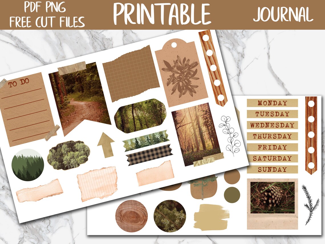 Forest Bullet Journal Printable Stickers Diary Digital - Etsy