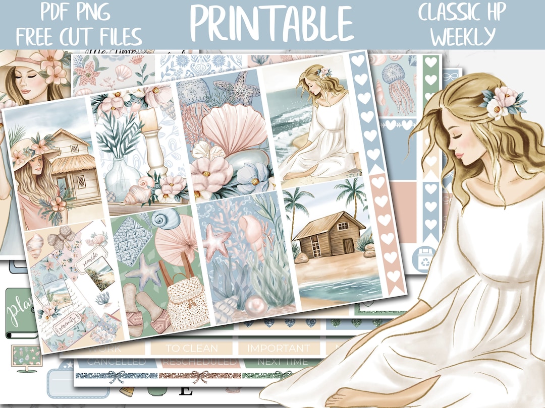 By the Sea | Beach Printable Planner Stickers, Summer Happy Planner ...