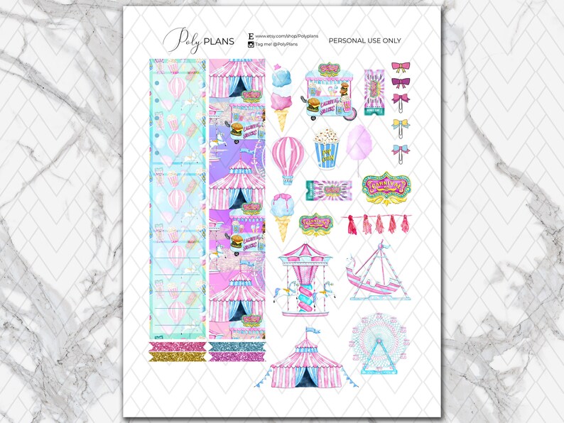 Carnival | Funfair Classic Happy Planner Printable Monthly Stickers ...