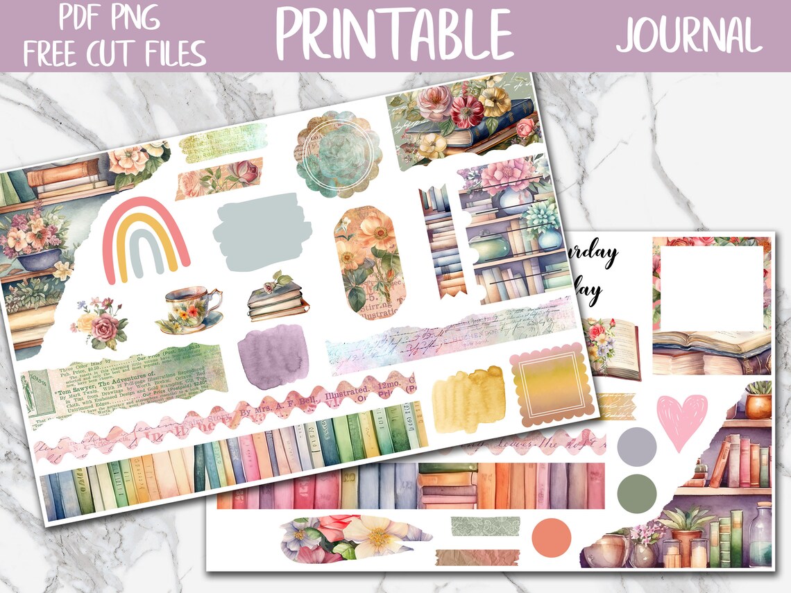 Spring Books | Bullet Journal Printable Stickers, Book Lover Diary ...