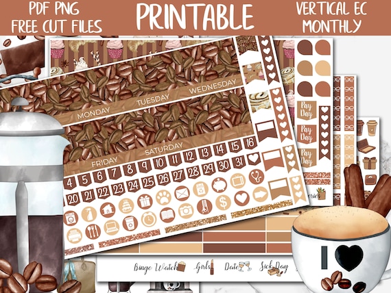 Coffee Lover Printable Planner Stickers Coffee Shop Erin - Etsy