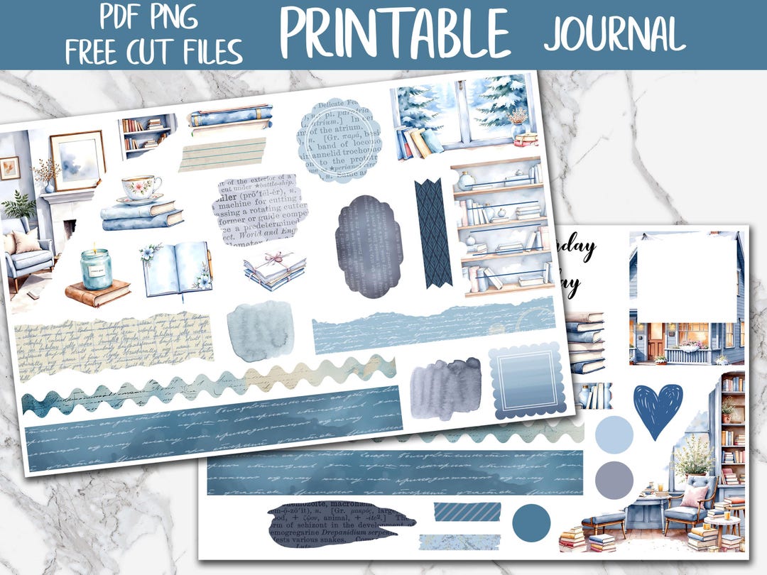 Winter Bookworm | Bullet Journal Printable Sticker, Book Lover Diary ...