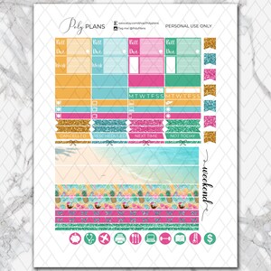 Fresh | Happy Planner Printable Weekly Stickers, Beach Vertical Planner ...