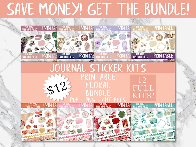 Boho Floral | Bullet Journal Printable Stickers, Floral Diary Digital ...