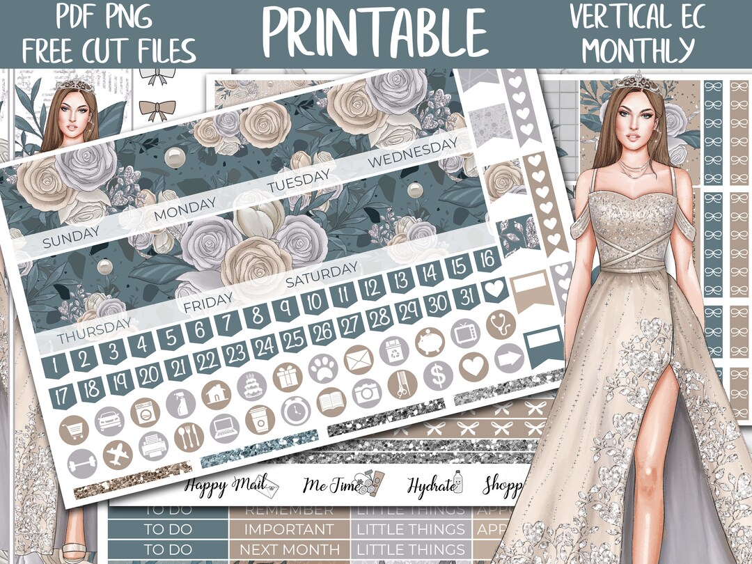Silver Princess | Erin Condren Printable Planner Stickers, Monthly ...
