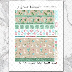 Llama Classic Happy Planner Printable Monthly Stickers, Spring Llamas ...