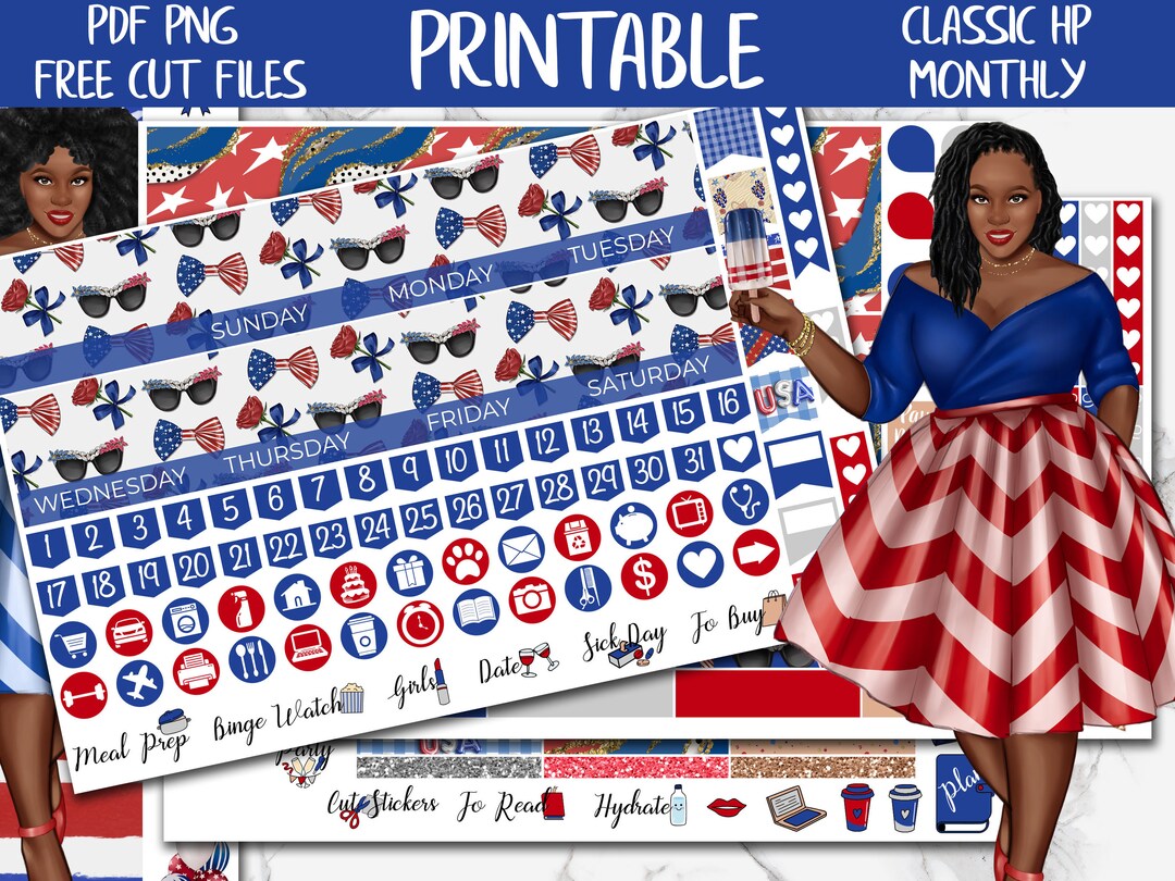 4th of July | Independence Day Classic Happy Planner Printable July ...
