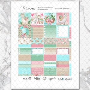 Llama Classic Happy Planner Printable Monthly Stickers, Spring Llamas ...