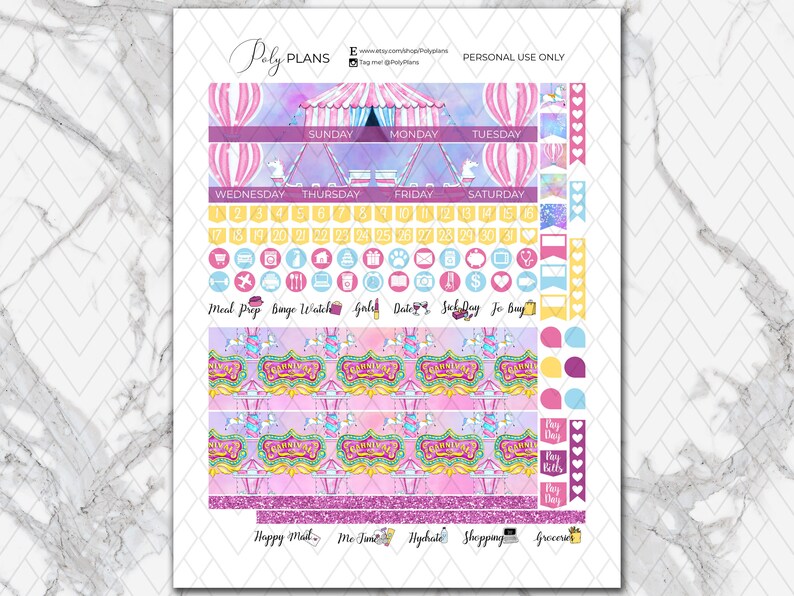 Carnival | Funfair Classic Happy Planner Printable Monthly Stickers ...