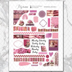 Pink Books | Bullet Journal Printable Stickers, Book Lover Diary ...