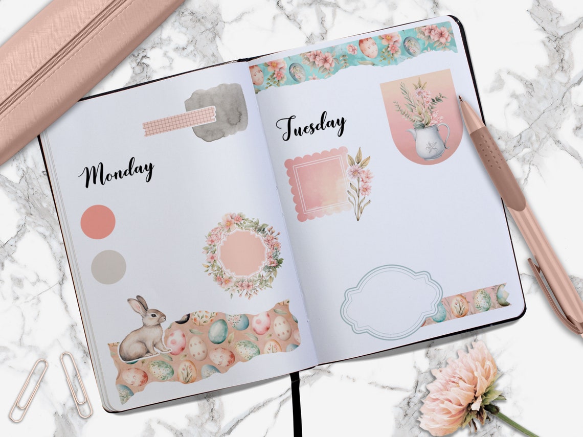 Easter | Bullet Journal Printable Stickers, Easter Bunny Diary Digital ...