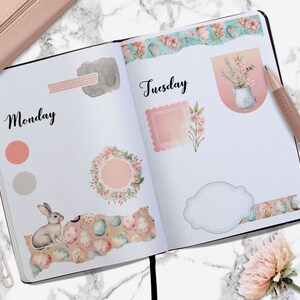 Easter | Bullet Journal Printable Stickers, Easter Bunny Diary Digital ...