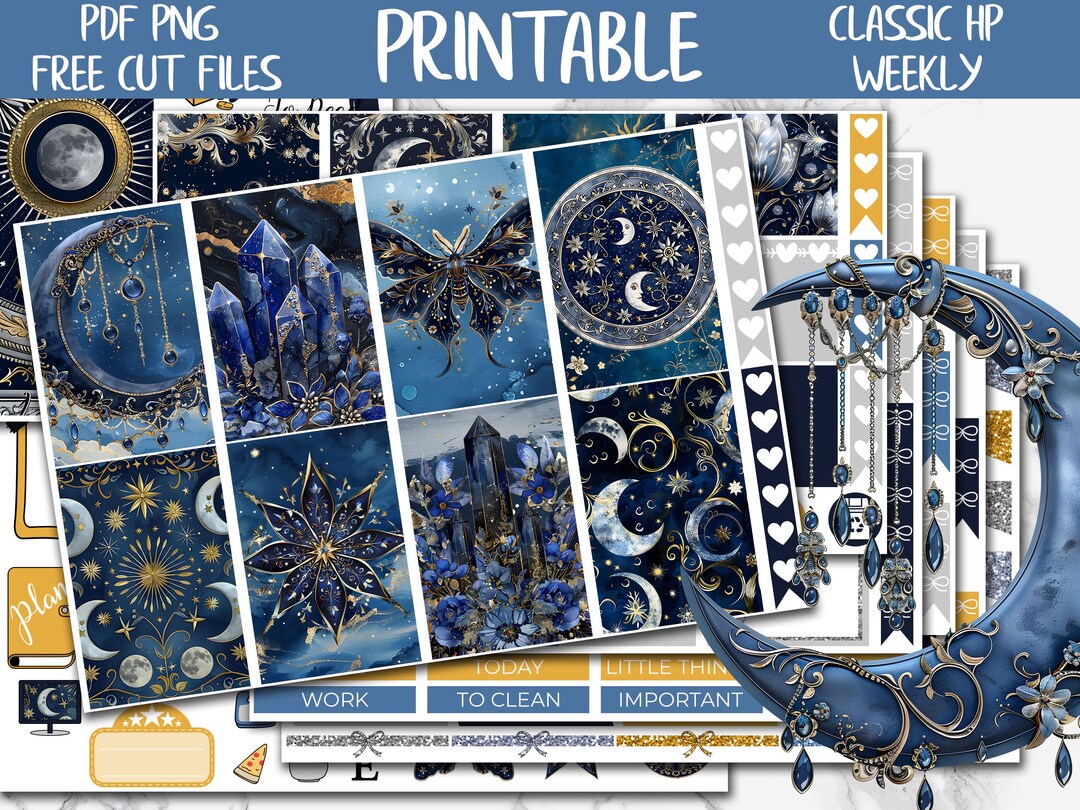 Celestial | Stars Classic Happy Planner Weekly Stickers Printable, Moon ...