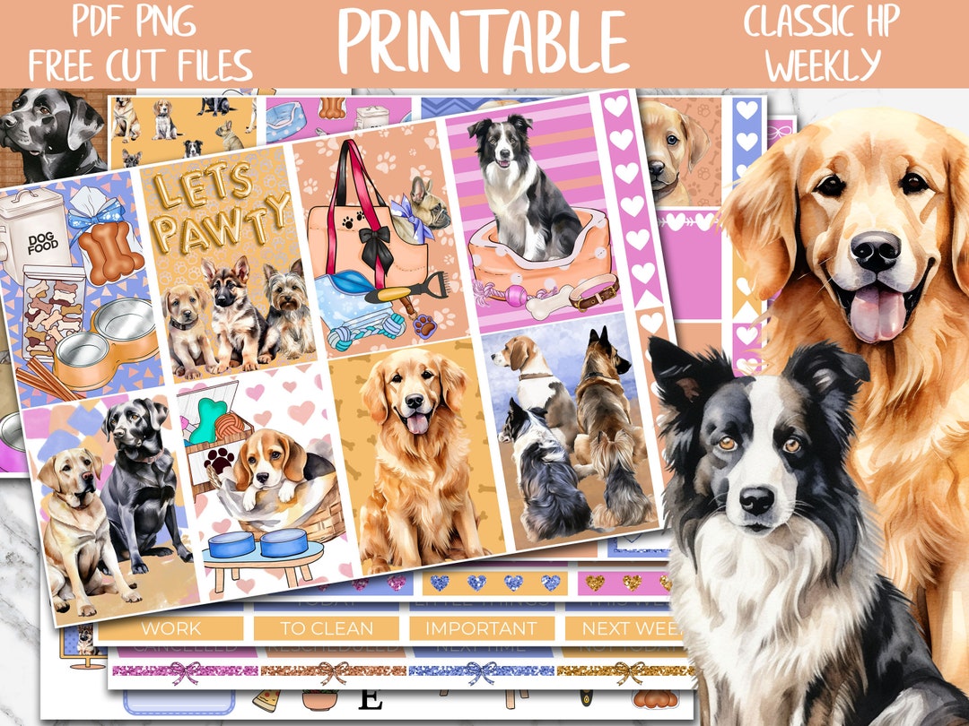 Dog Lover | Happy Planner Weekly Printable Stickers, Cute Dogs Digital ...