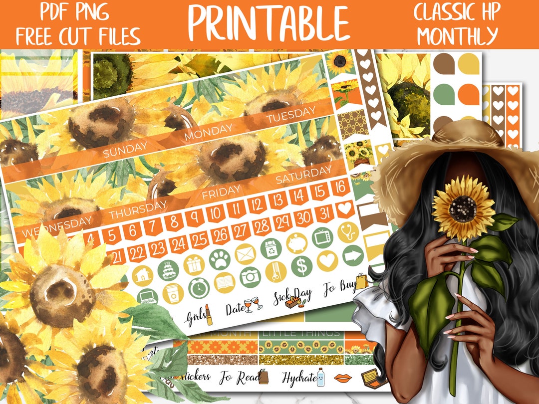Sunflowers | Fall Classic Happy Planner Printable November Monthly ...