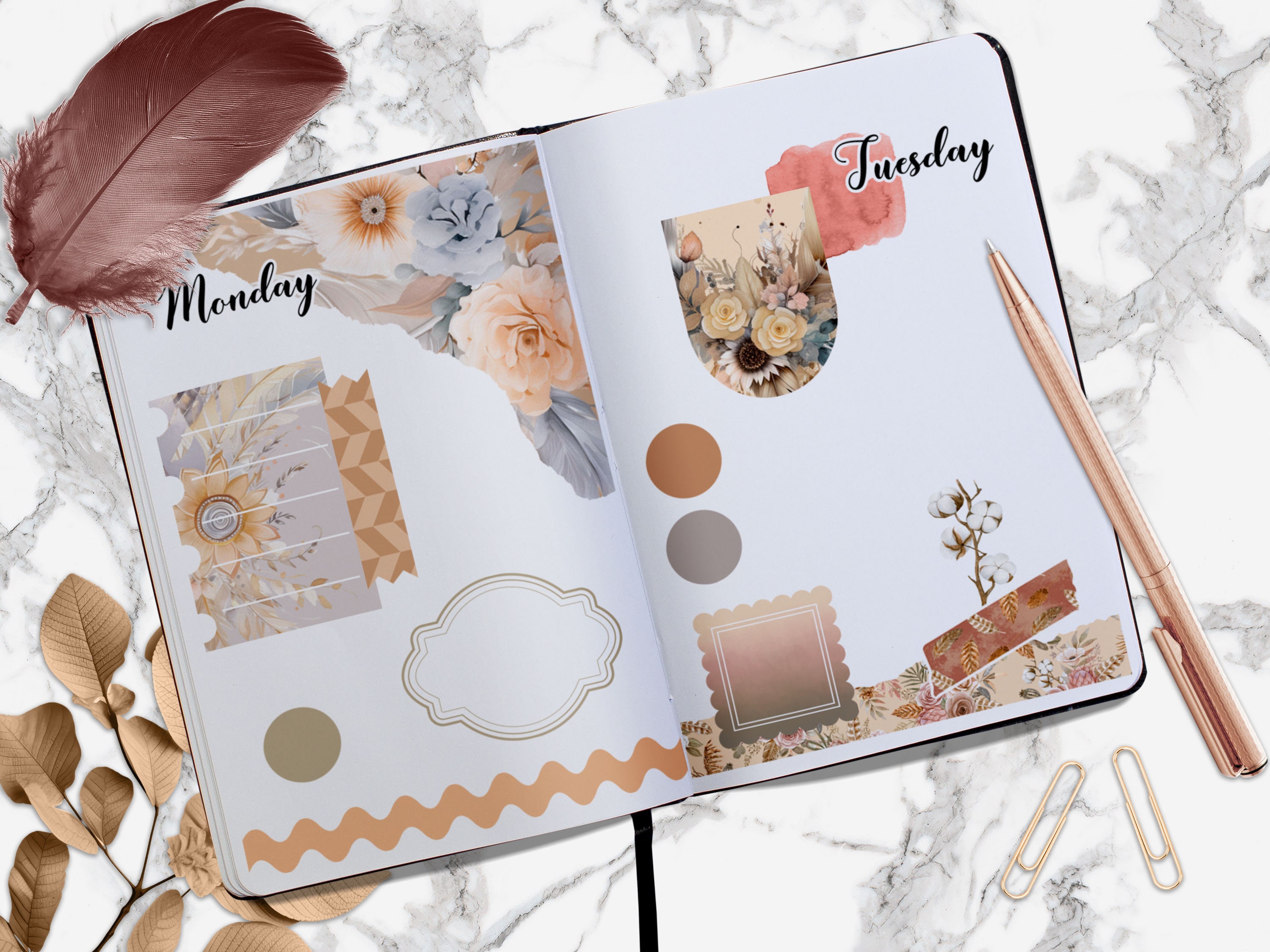 Boho Floral | Bullet Journal Printable Stickers, Floral Diary Digital ...