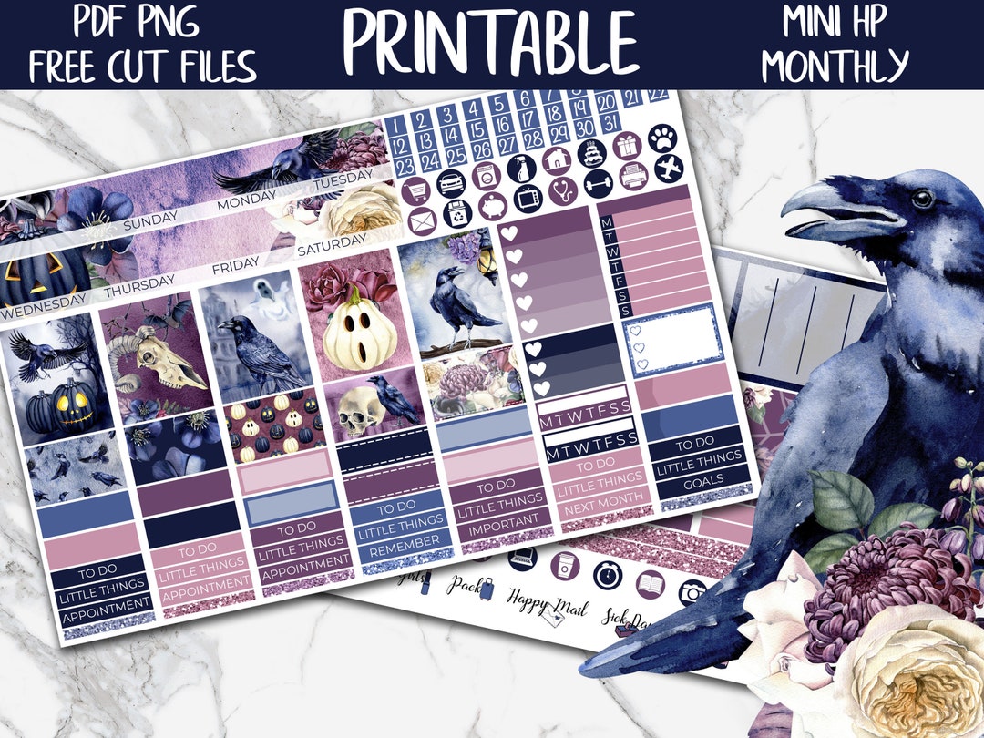 The Raven | Halloween MINI Happy Planner Printable Planner Sticker ...