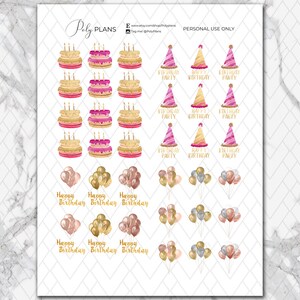 Birthday Decorative Stickers, Birthday Printable Planner Stickers, Cake ...