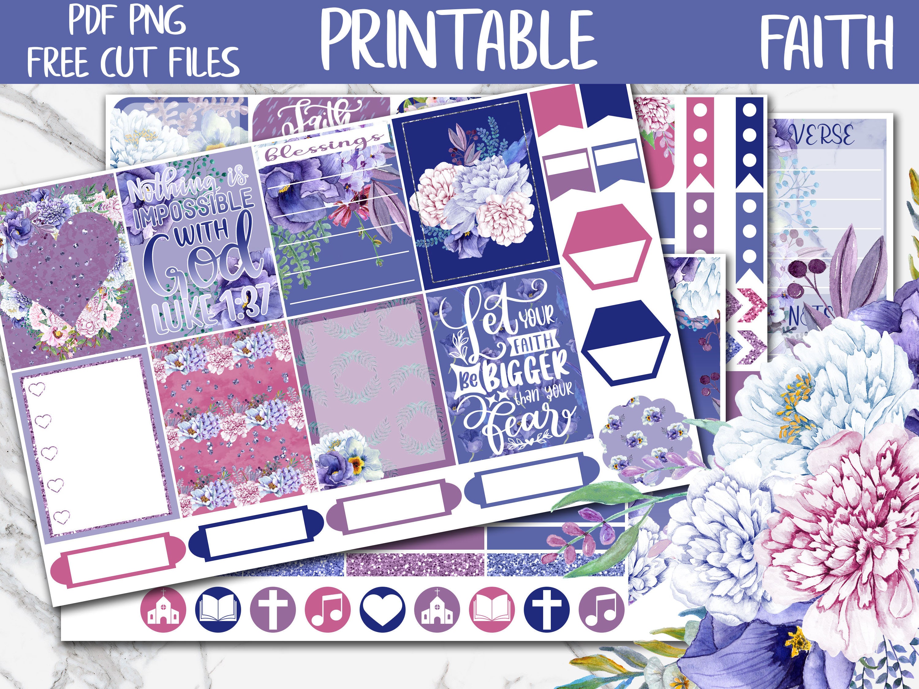 Faith Bible Journal Printable Sticker Kit Bible Digital | Etsy