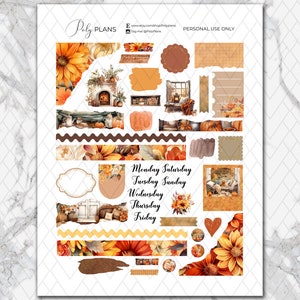 Autumn | Bullet Journal Printable Stickers, Diary Digital Stickers PNG ...