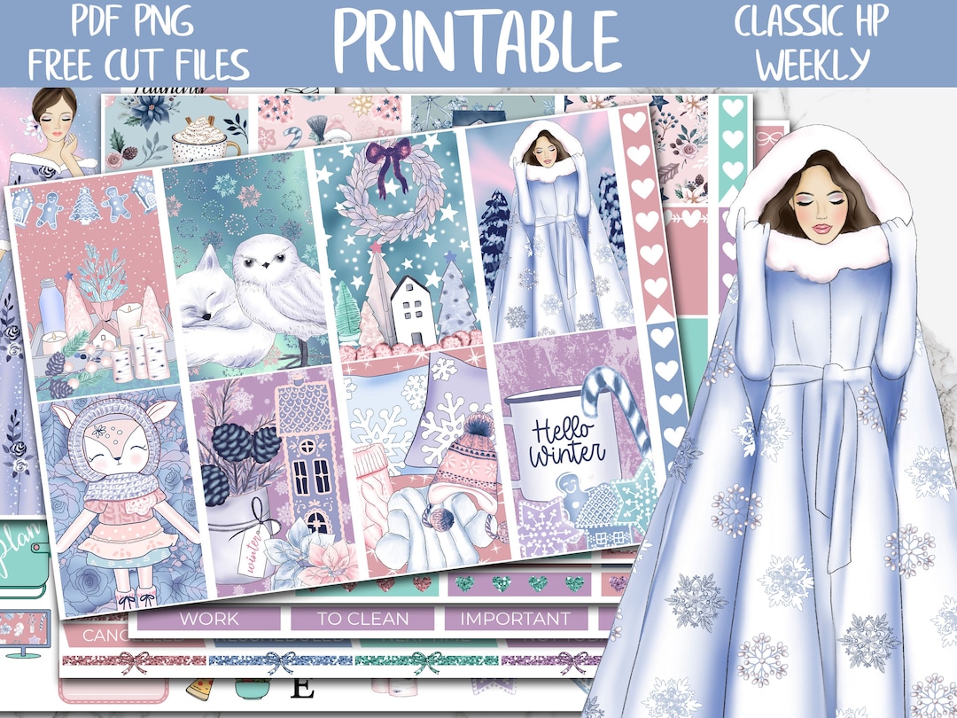 Frosted Printable Planner Stickers, Winter Classic Happy Planner Weekly ...