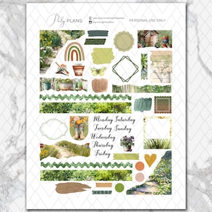 Green Garden | Bullet Journal Printable Stickers, Gardening Diary ...