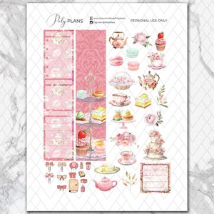Tea Party | Printable Planner Stickers, Tea Lover Erin Condren Monthly ...