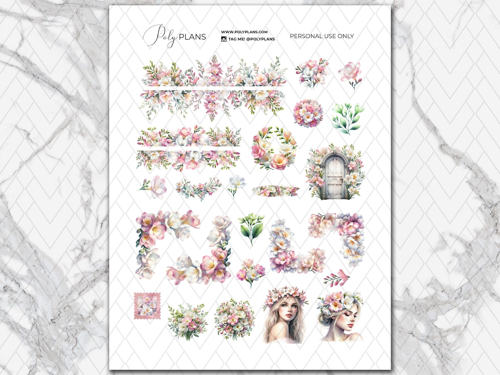 Freesias | Floral Journal Printable Stickers, Flowers Deco Planner ...