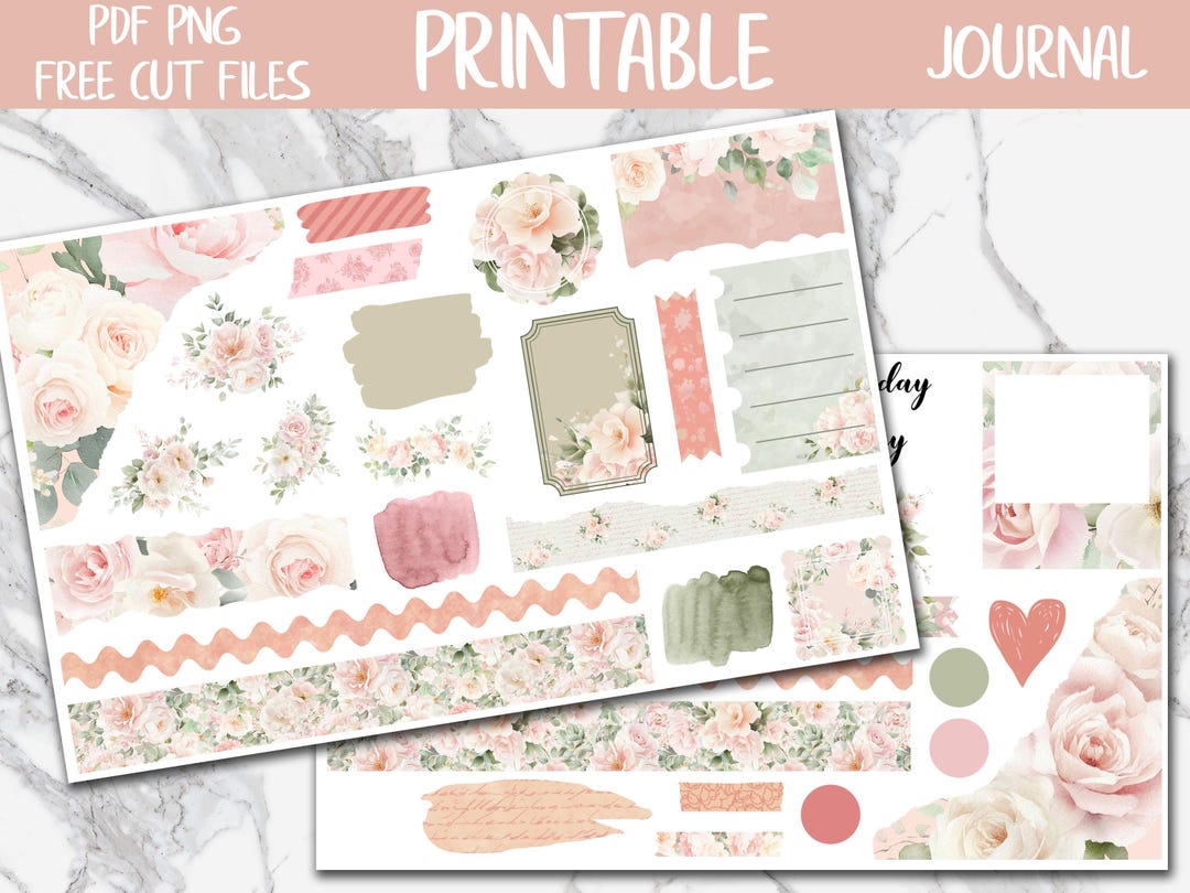 Rosie Reverie | Bullet Journal Printable Stickers, Floral Diary Digital ...