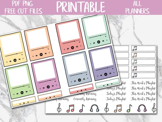 Music Playlists Stickers Playlist Functional Printable - Etsy